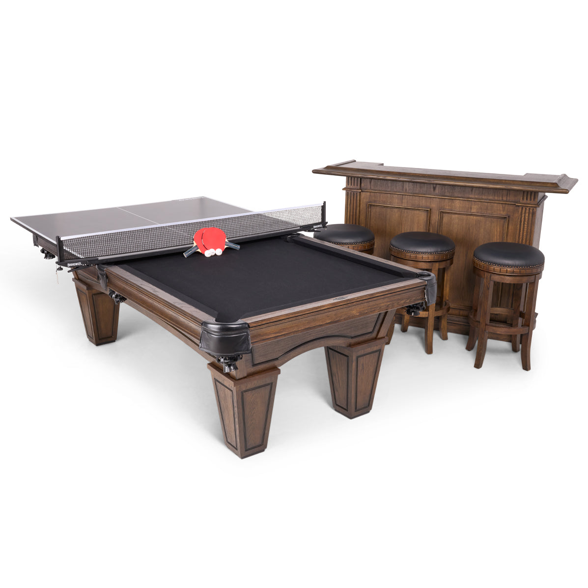Brunswick Austin 8 Ft Table with Conversion Top Bar and 3 Backless ...