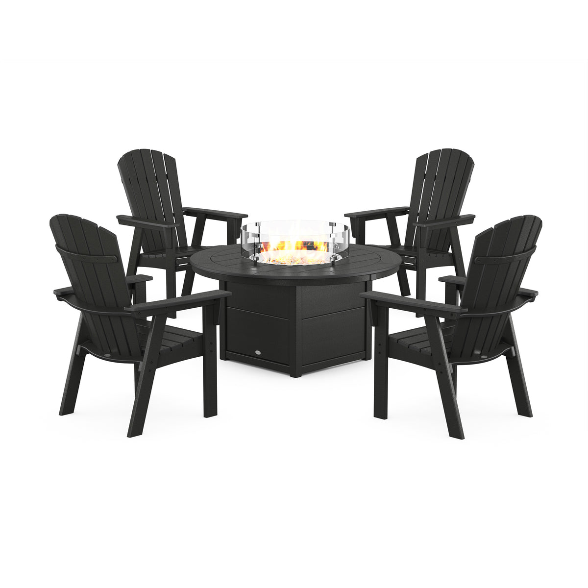 Nautical Curveback Upright Adirondack 5 Piece Conversation Fire Pit Set ...